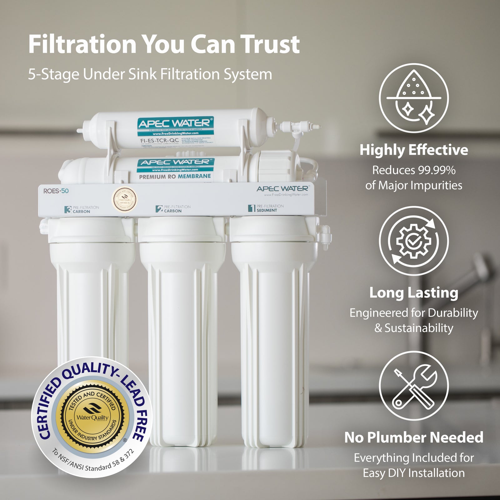 ROES-50 - Under Sink Reverse Osmosis Water Filration System