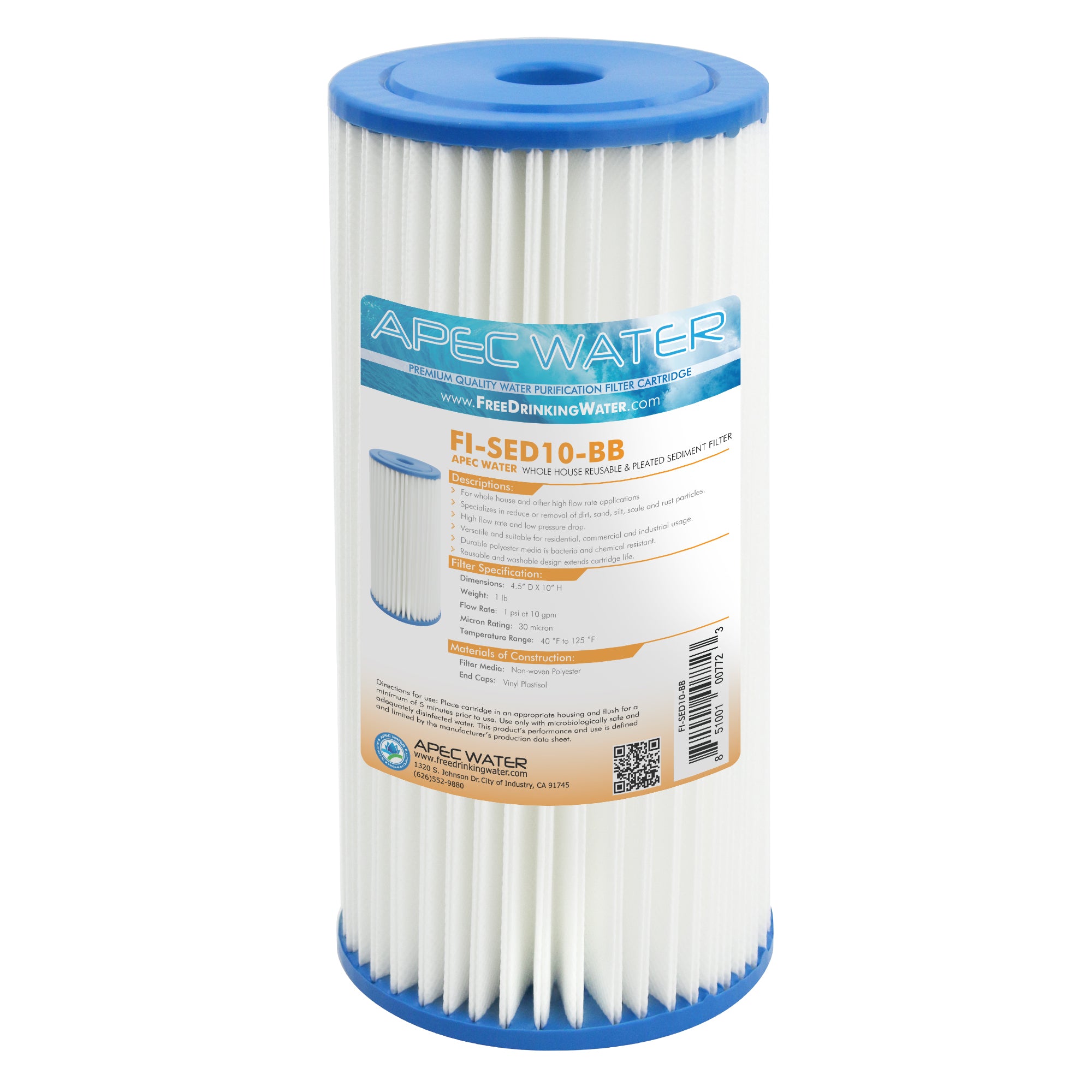Whole House Filters 10" Washable Sediment Filter